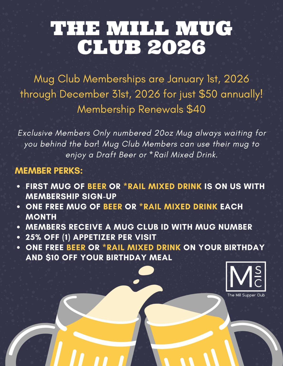 Mug Club 2026 – The Mill Supper Club